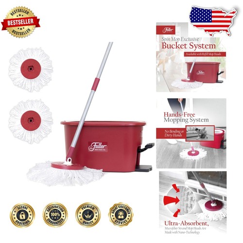 Effortless Ruby Red Spin Mop with Microfiber Head – Perfect for All ...