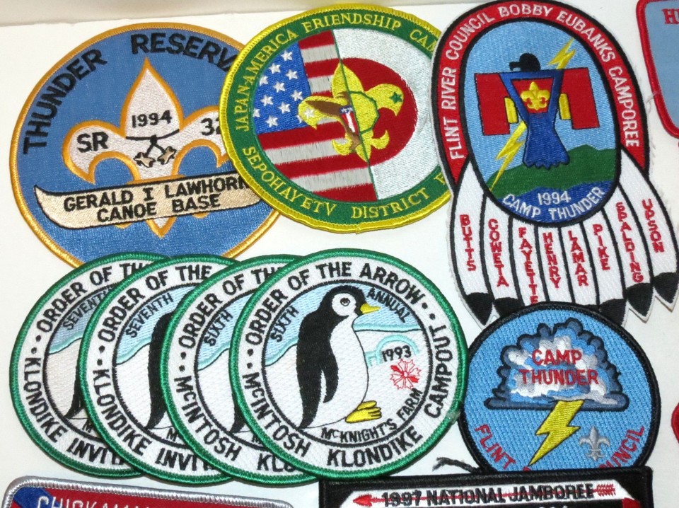 29x BSA Scout Patch Lot - FLINT RIVER COUNCIL Camp & OA Patches +Misc ...