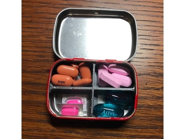 (8) - Altoids Smalls Tin Pill Box Divider - Four Section Medicine Case ...