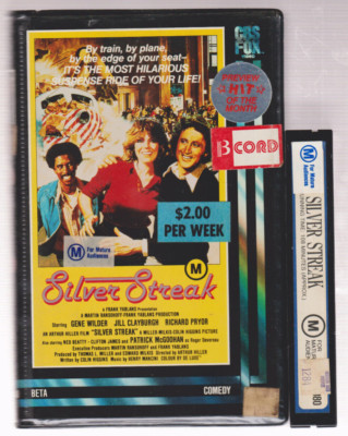 RARE BETA Video Tape SILVER STREAK Clamshell Ex-Rental CBS FOX Betamax ...