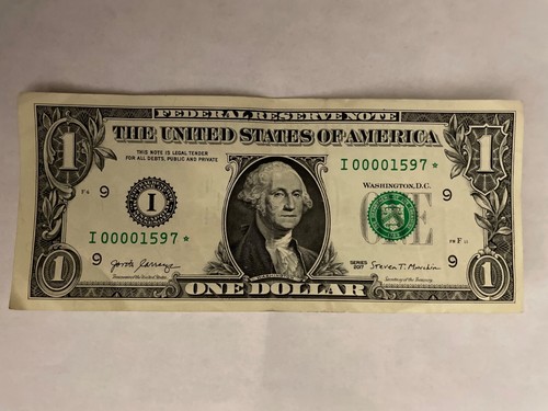 RARE Star Note $1 Series 2017 LOW 250K RUN I00001597 Pls Read Full ...