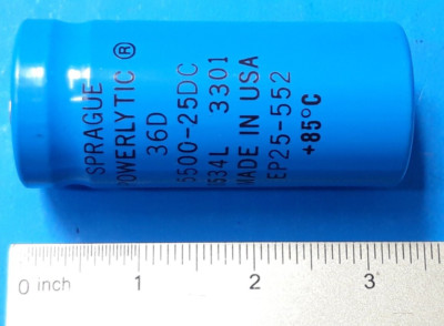 CAPACITOR ALUMINUM , 36D5526025AB2A , SPRAGUE , 5500 UF/MF, 25VDC | eBay