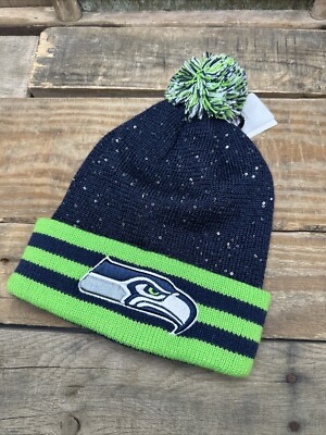 NFL Team Headwear Womens Seattle Seahawks Pom Pom Knit Hat Beanie ...