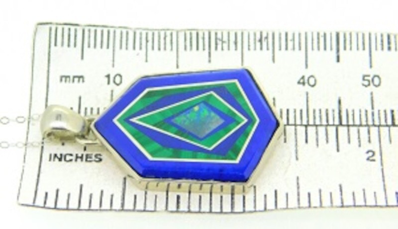 14k White Gold Genuine Natural Opal Inlay Intarsia Pendant w/Custom ...