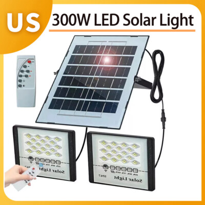 US 300W LED Solar Flood Lights Outdoor Street Light Dusk to Dawn Flood ...