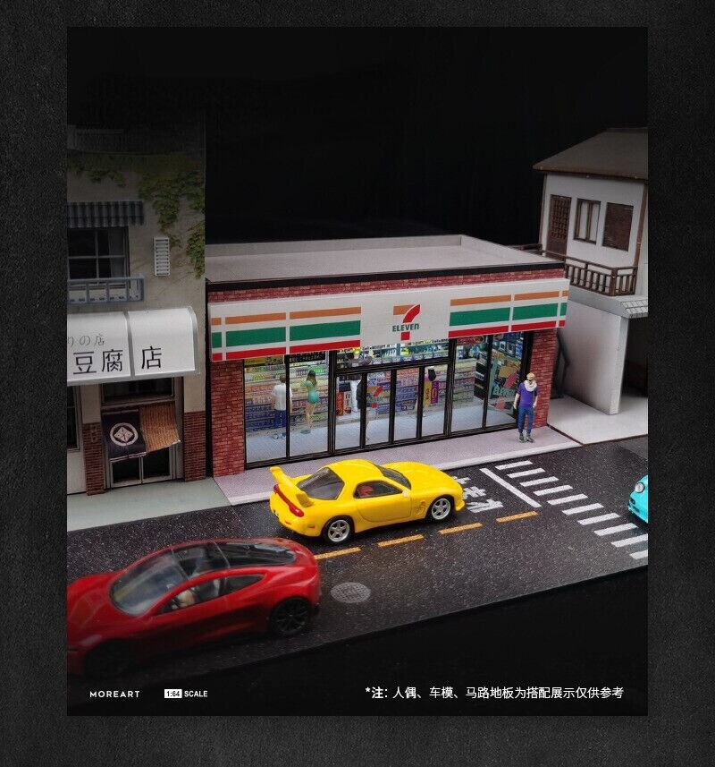 1:64 Diorama Store Building Model LED City Street View Parking Lot ...