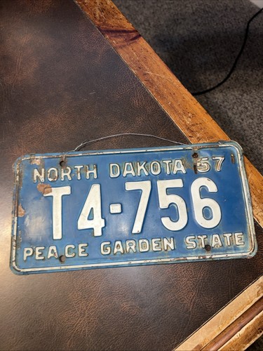 Hard To Find North Dakota 1957 Peace Garden State License Plate # T4 ...