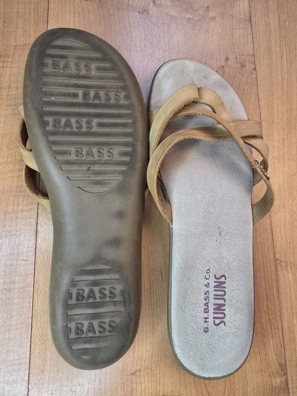 Vintage GH Bass SunJuns Sharon Strappy Leather Sandals Flip Flops 7 M ...