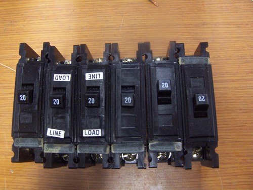 6) CUTLER HAMMER 20 AMP QUICKLAG CIRCUIT BREAKER SINGLE POLE 240 VAC ...