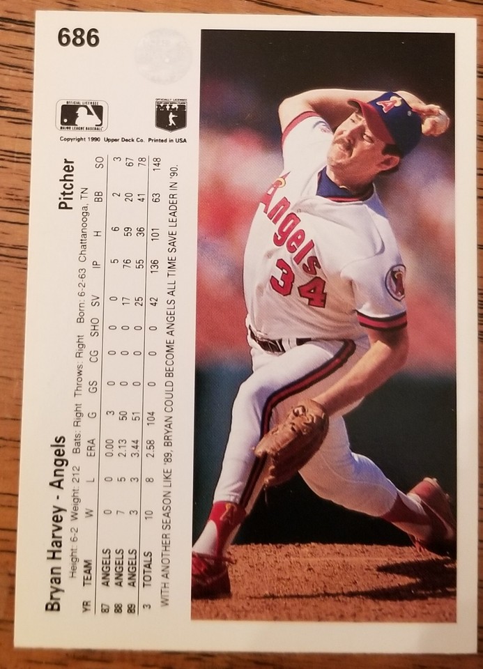 Bryan Harvey California Angels 1990 Upper Deck Baseball Card #686 MT | eBay