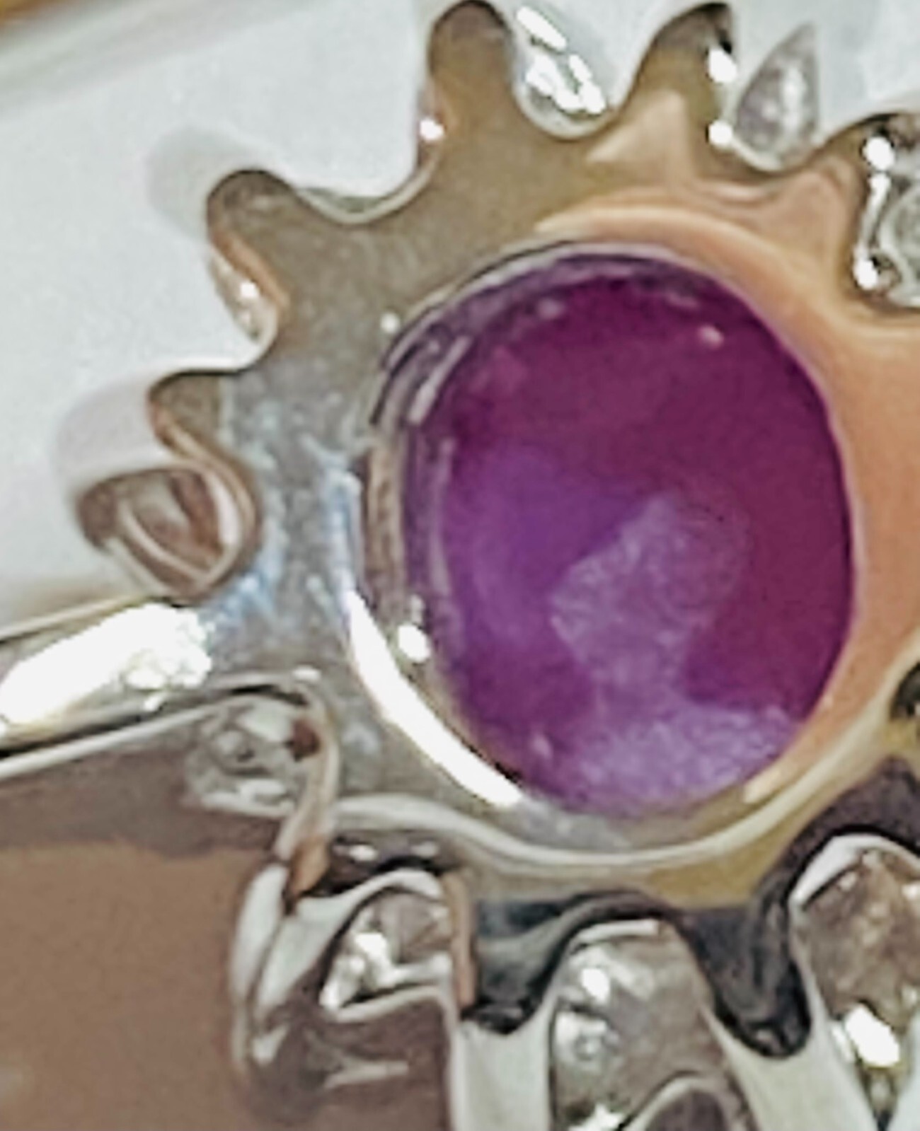 Vintage NOS 1970 Silver Linde Ruby Star Sapphire and Genuine Diamond ...