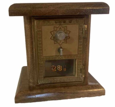 Antique USPS Post Office Box Door Bank With Combination Handmade Walnut ...