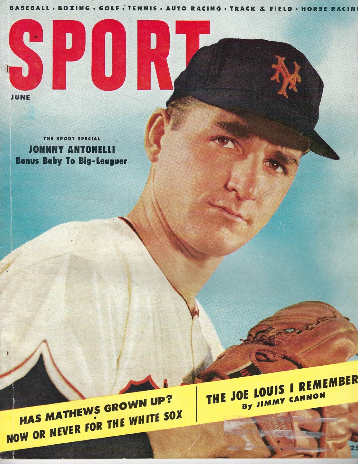 1955 JUNE Sport Magazine baseball Johnny Antonelli New York Giants GLR ...