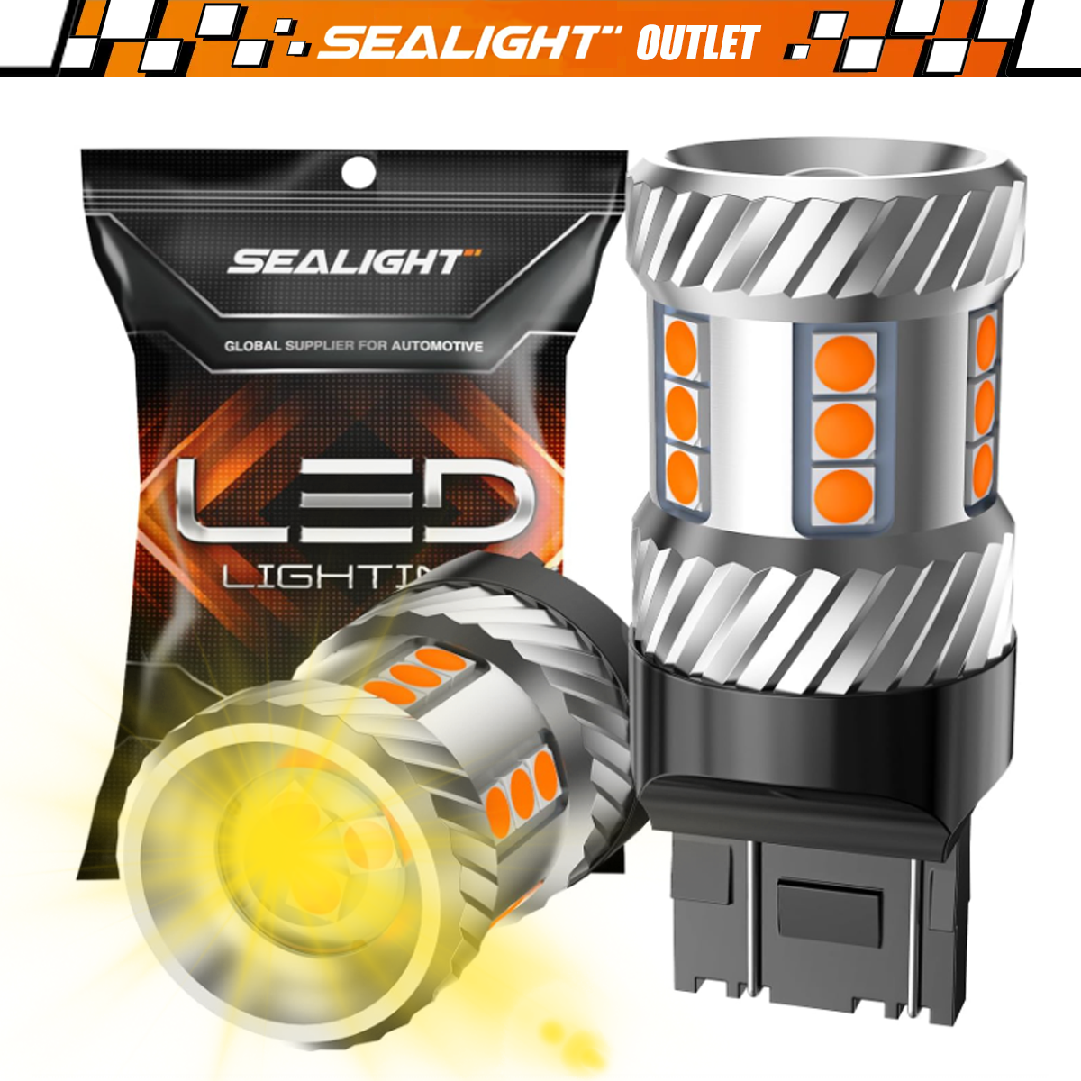 SEALIGHT 7443 7440 W21W 7440NA LED Bulbs 2700K Amber Yellow Bulb Turn ...