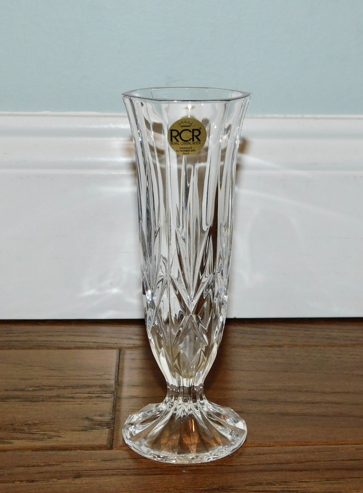 NEW! RCR Royal Crystal Rock 7" Bud Vase 24% Lead Crystal Italy VINTAGE ...