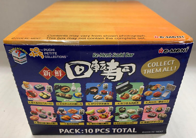 RE-MENT PUCHI PETITE SUSHI BAR 10 PIECE DISPLAY MINIATURE FOODS NEW ...