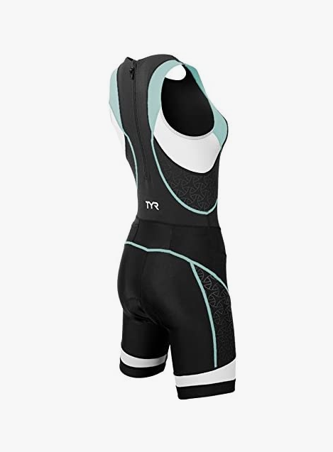 NWT TYR FEMALE Sport Competitor Trisuit Back Zipper Black & Lt Blue ...