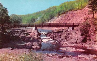 MELLEN, WI Wisconsin RUSTIC BRIDGE-BAD RIVER, Copper Falls Park ...