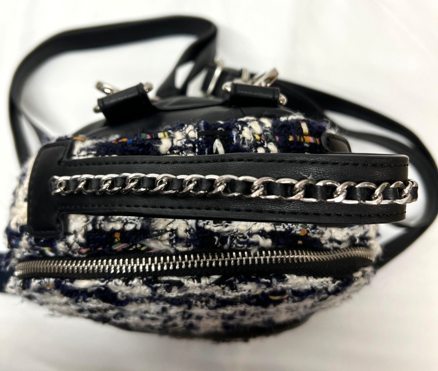 Madden NYC Tweed Mini Backpack With Chain Handle & Adjustable Straps | eBay