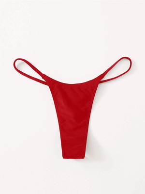 Women's Red Solid Cute Sexy Swim Swimwear Cheeky G-String Thong Bikini ...