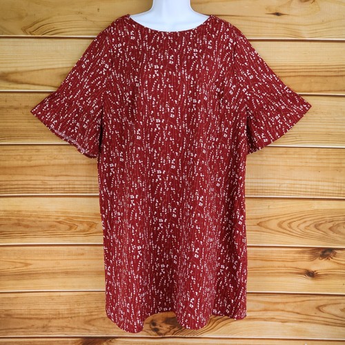 Emery Rose A-Line Dress Womens 3XL Red Floral Lightweight Short Sleeves ...