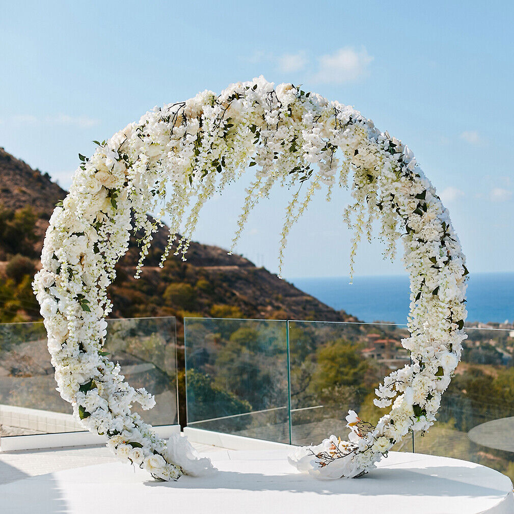 M/L Round Wedding Arch Backdrop Stand Outdoor Garden Lawn Beach Summer ...