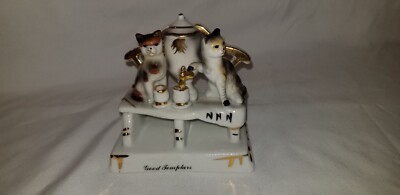 Antique Cat Conta Boehme Fairing Good Templars Tea Cats Figurine German ...