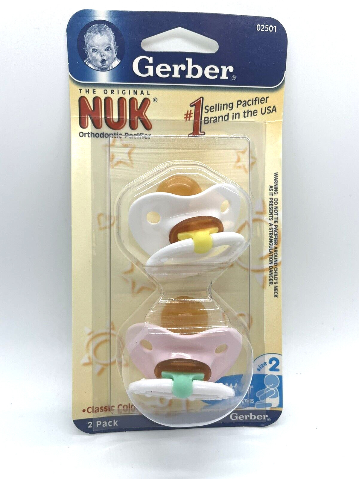 VTG Vintage 2004 Gerber Nuk Baby pacifier 2 Pack Size 2 kids