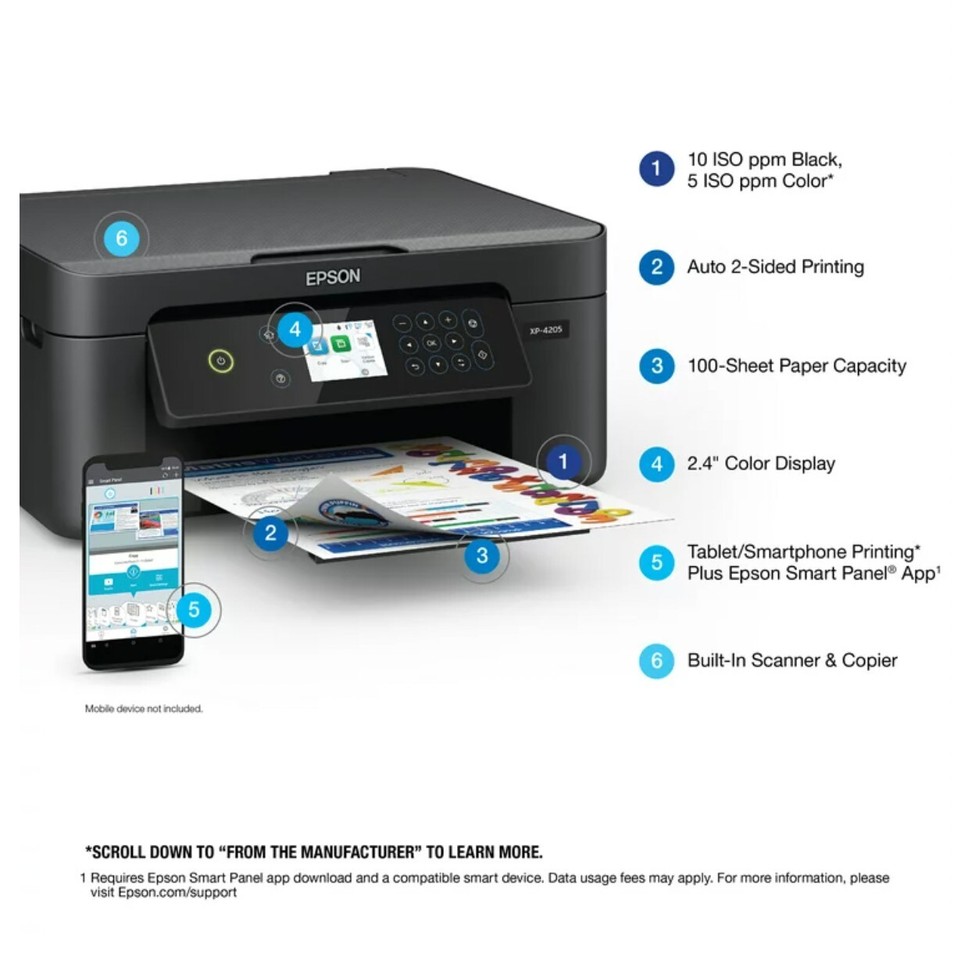 Epson Expression Home XP-4205 Wireless Color All-In-One Printer ...
