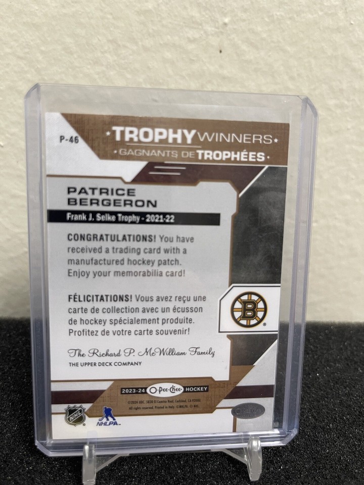 2023-24 OPC Patrice Bergeron - Trophy Winners - Frank J Selke #P46 SSP ...