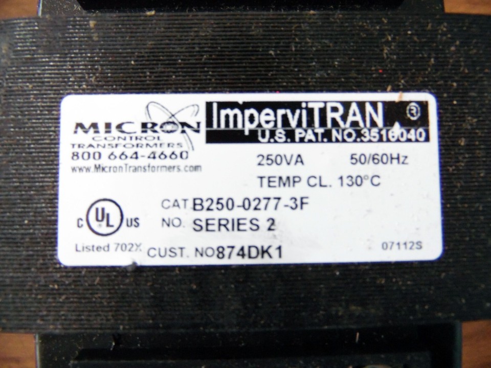 New MICRON ImperviTRAN B250-0277-3F Industrial Control Transformer ...