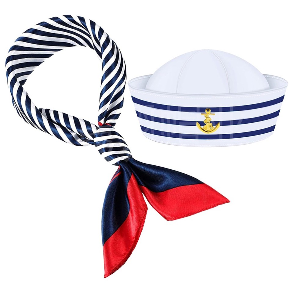 Sailor Dress Sailors Hat Kids Halloween Costume Sailing Outfit Women ...