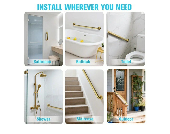 Stainless Steel Textured Grip Bath Handle Handrail for Elderly Oil ...