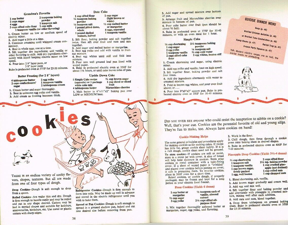 New Cook's Cookbook MCM Atomic Era Recipe Book Edison Electric GREAT ...