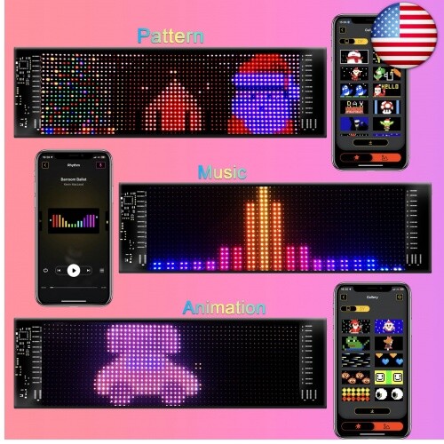MIMIRGB Car LED Sign DIY Programmable Scrolling LED Display 14''x4 ...