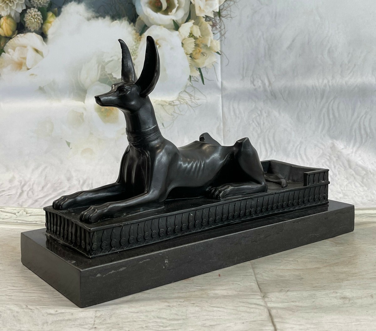 Egyptian God Anubis Cast Bronze Statue Raret Touch 10" Egyptian Anubis