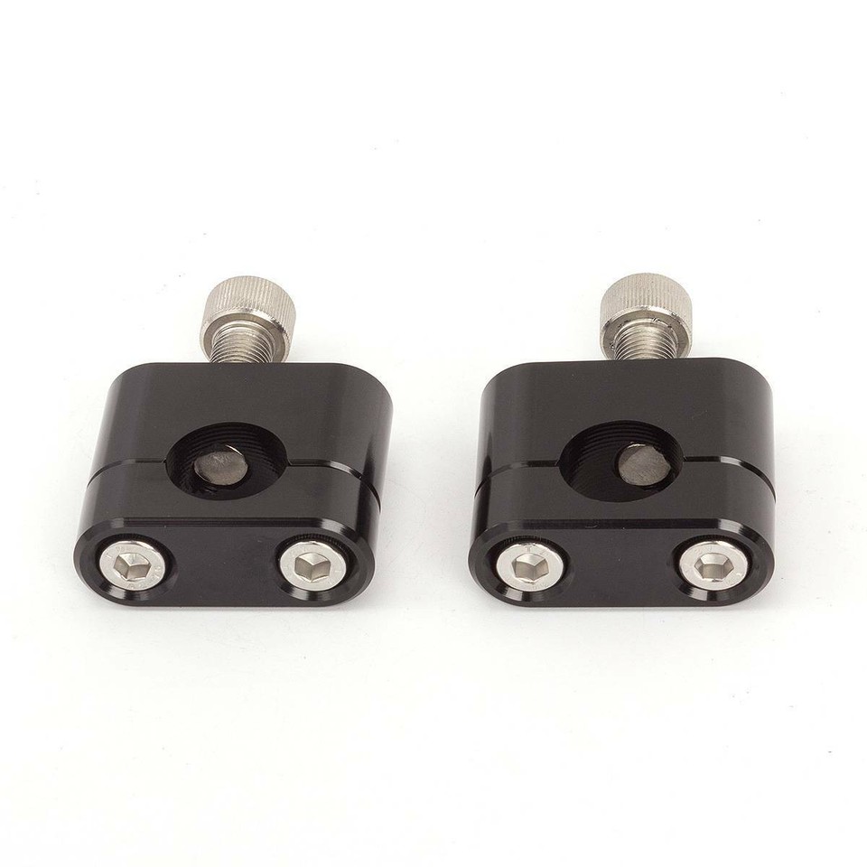 Black CNC Motorcycle HandleBar Fat Bar Mount Clamps Risers Adapters ...