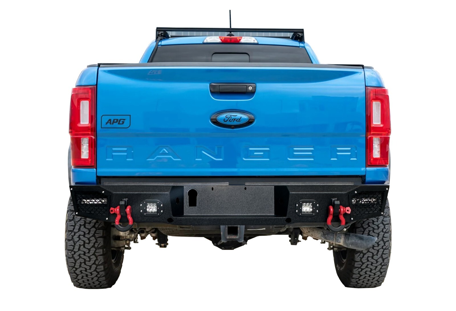 New Texture Black Steel Rear Bumper W/LED Light&D-Ring For 2019-2023 ...