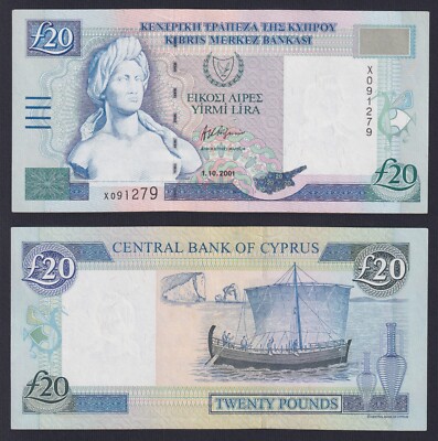 Banknote Cyprus 20 Pounds 2001 P.-63B SUP/AU | eBay