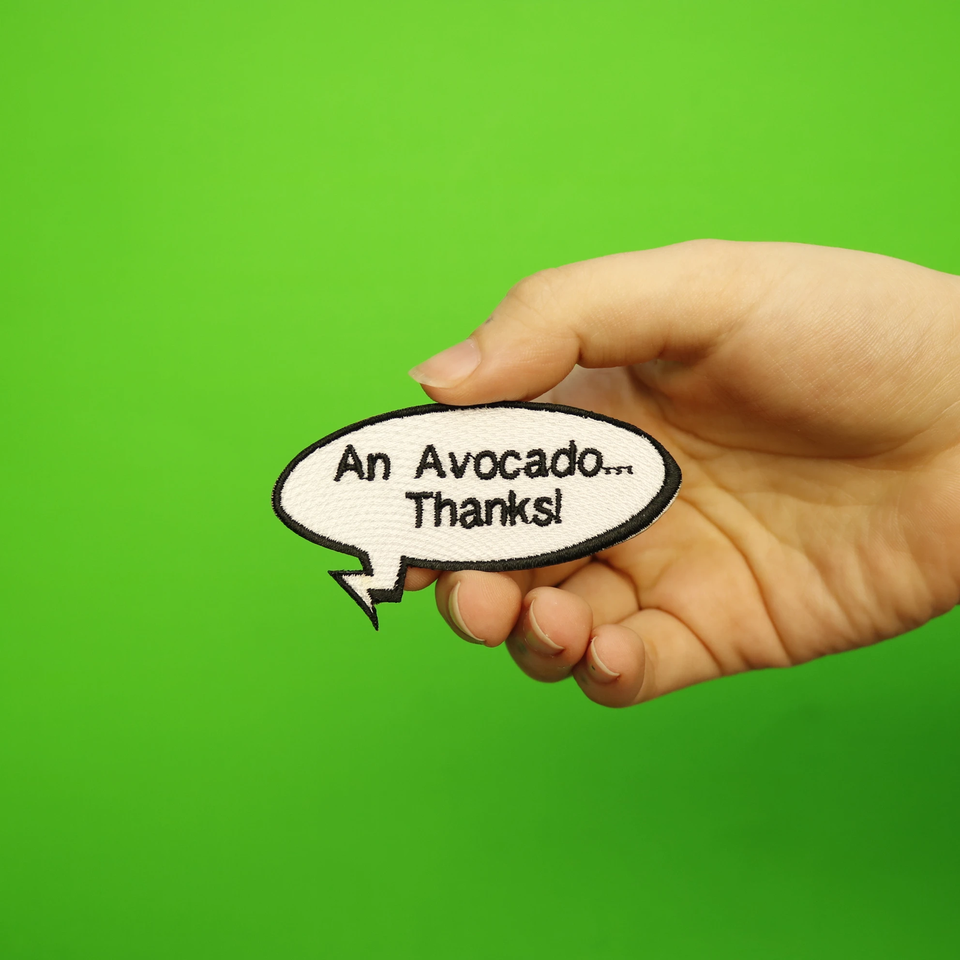 Funny Vine "An Avocado, Thanks!" Word Bubble Embroidered Iron On Patch ...