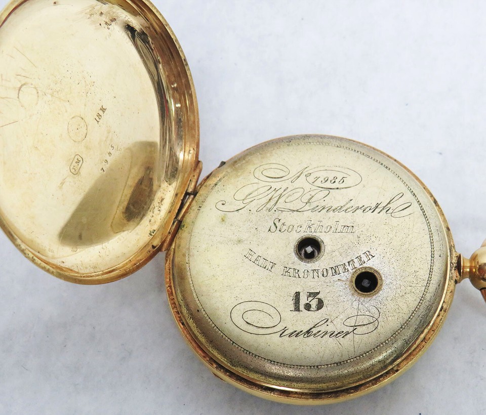 G.W. LINDEROTH 18k STOCKHOLM OPEN FACE KEY WIND 49mm POCKETWATCH | eBay