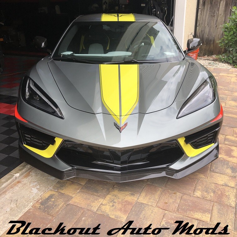 Accelerate Yellow Front Air Intake Vinyl Decals For 2020-23 C8 Corvette ...