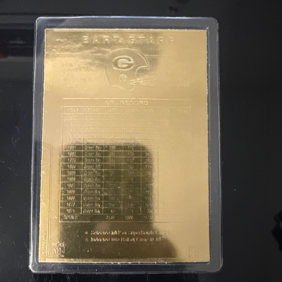 BART STARR 22kt Gold Danbury Mint Card - HOF | eBay