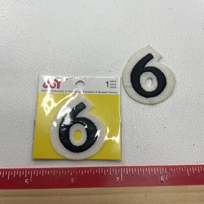 1 In Pkg & 1 Not (2 PATCHES) Approx. 1.5” Black & White Number 6 (#6 ...