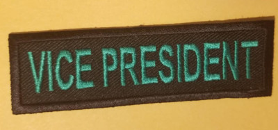 VICE PRESIDENT Club Officer Embroidered Patch green approx 1.25x4" | eBay