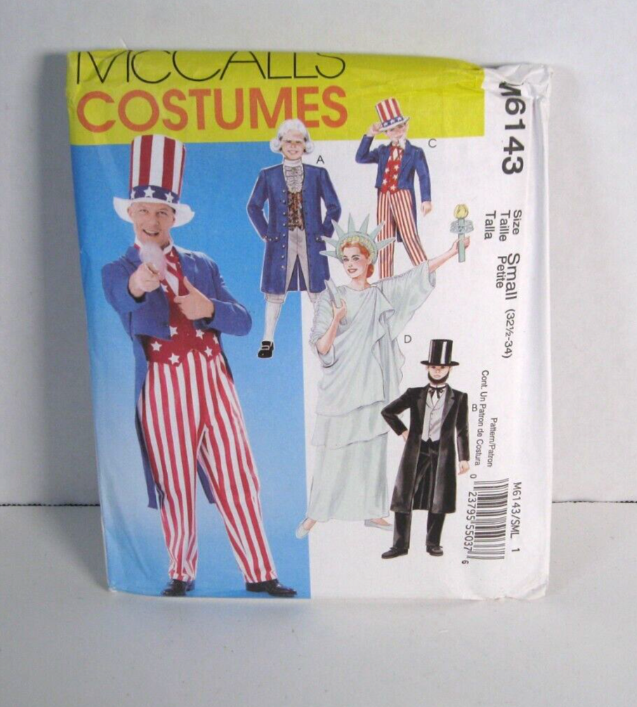 McCall's 6143 Uncle Sam, Statue of Liberty, Abe Lincoln Pattern Adult ...