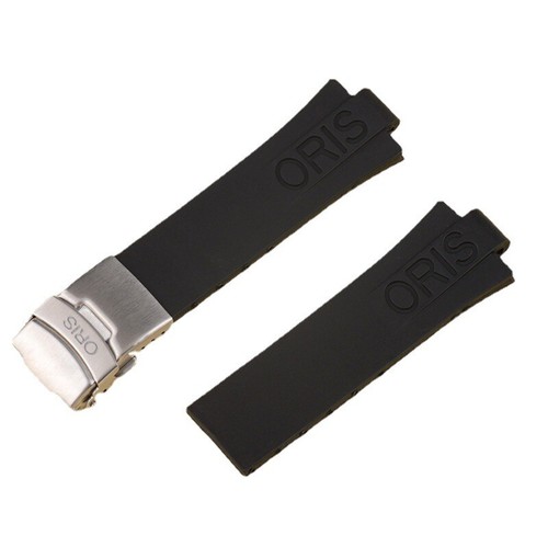 24mm Folding buckle clasp Silicone Rubber Watch Band Strap for Oris TT1 ...