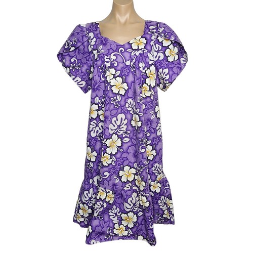 Vintage 80's Jade Fashions Of Hawaii Dress Flower Purple MuMu Hibiscus ...