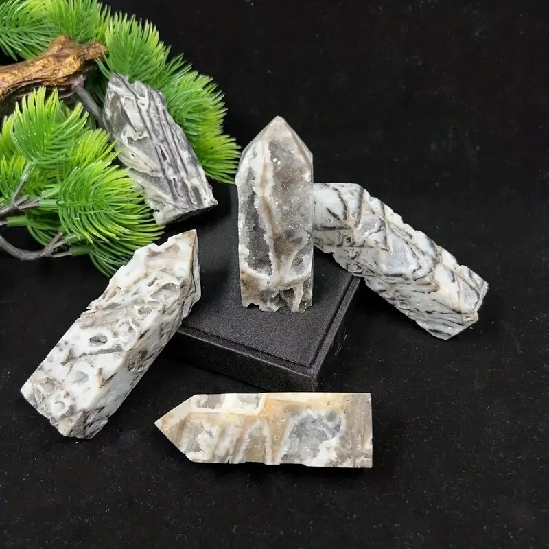 Natural Sphalerite Druzy Chalcedony Healing Crystal Tower Wand Reiki ...