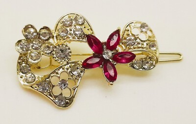 Beautiful Hair Clip Hairpin Rhinestone Crystal Fashion flower Gold ...